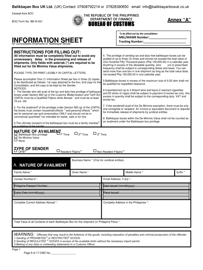 Balikbayan Box Tracking - Fill Online, Printable, Fillable, Blank ...