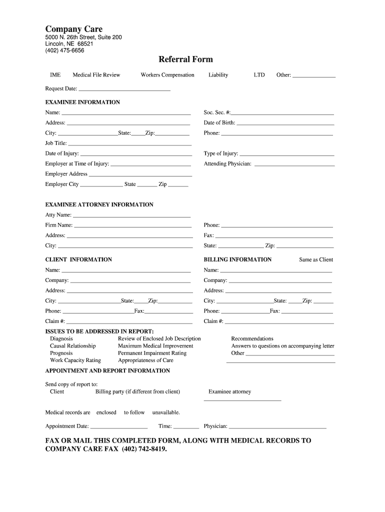 Fillable Online IME REFERRAL FORM - The Physician Network - TPN Fax ...
