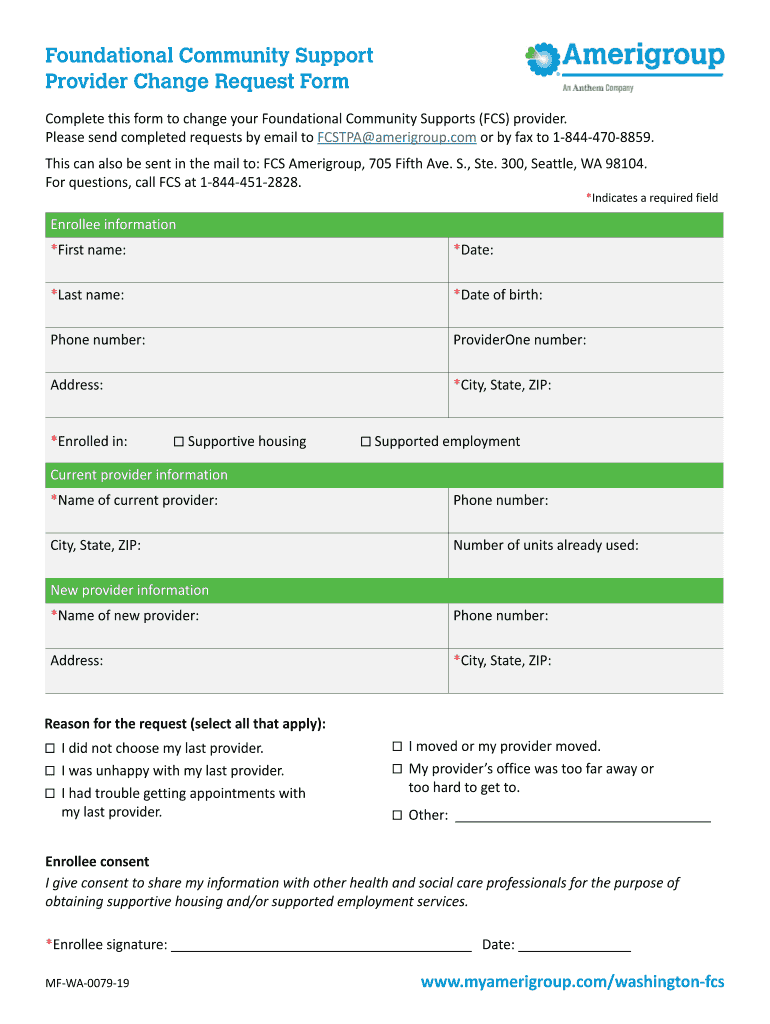 Fillable Online Foundational Community Support Provider Change Request ...