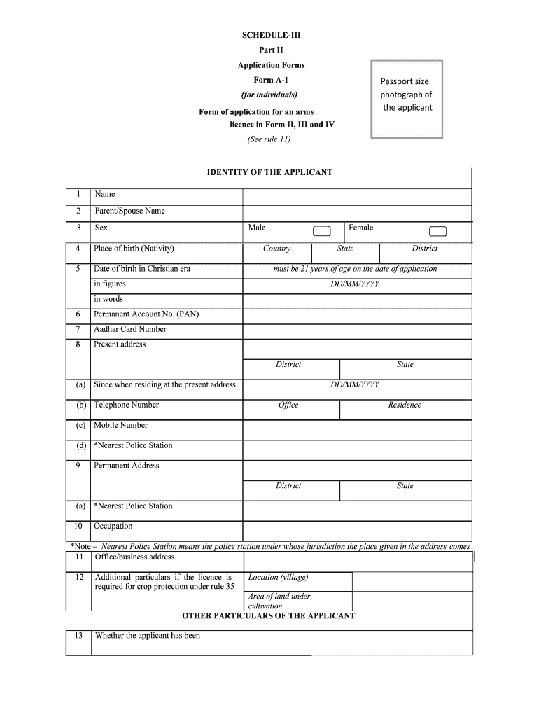 Form Of Application For An Arms Licence - Fill Online, Printable ...