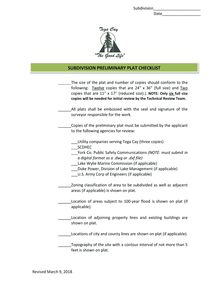 Fillable Online minor revision preliminary plat application & checklist ...