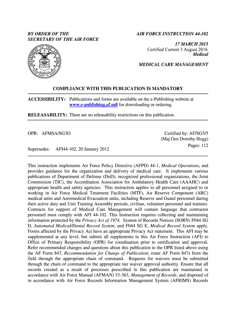 Afi 44 119 - Fill Online, Printable, Fillable, Blank | pdfFiller