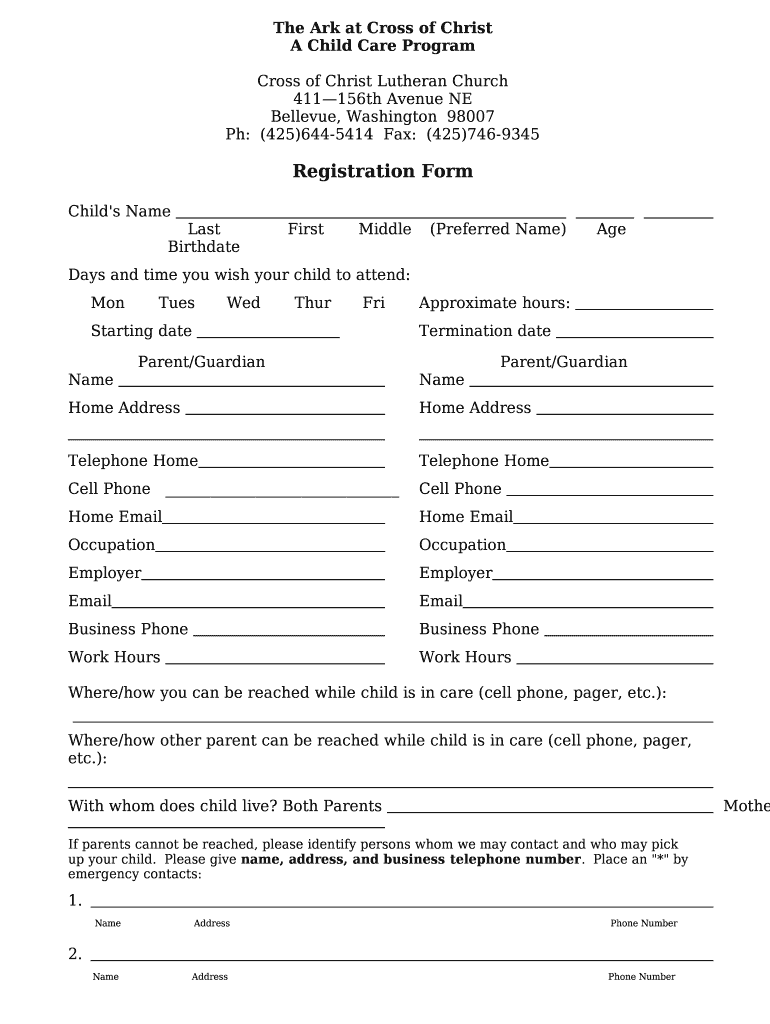 A Child Care Program Doc Template | pdfFiller