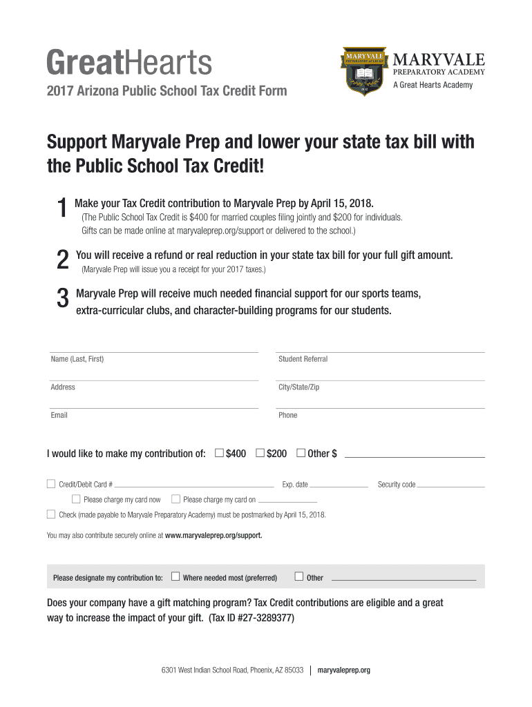 Fillable Online 2017-2018 Community Investment - Great Hearts Anthem Prep Fax Email Print ...