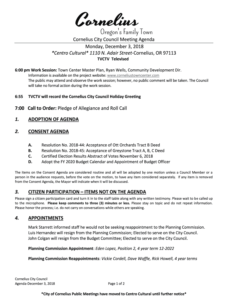Fillable Online City of Cornelius, Oregon Proclamation Fax Email Print ...