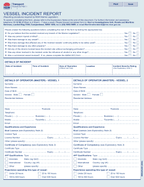 Fillable Online Vessel Incident Report - Roads and Maritime Services ...