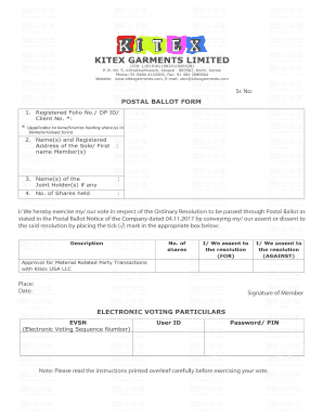 Fillable Online Postal Ballot Form - infosys.com Fax Email Print ...