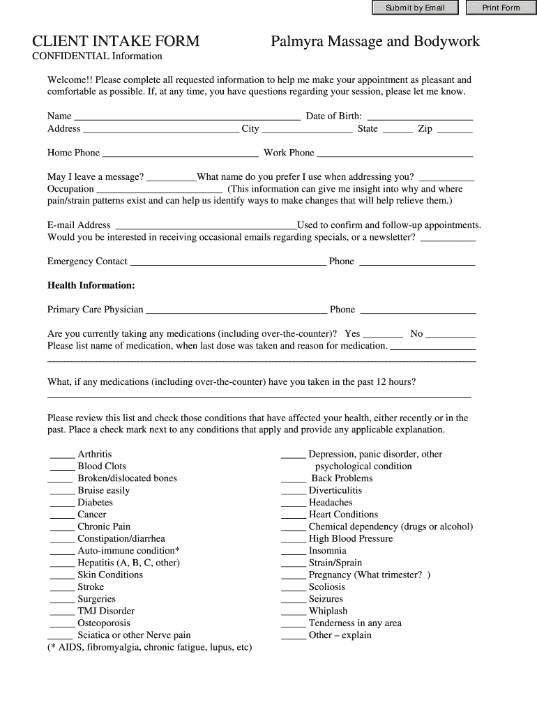 Fillable Online Intake form - word to fillable Fax Email Print - pdfFiller
