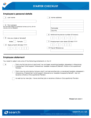 Fillable Online Starter Checklist - oliver-dev.s3.amazonaws.com Fax ...