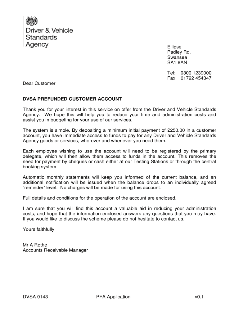 Dvsa Pre Funded Account - Fill Online, Printable, Fillable, Blank ...