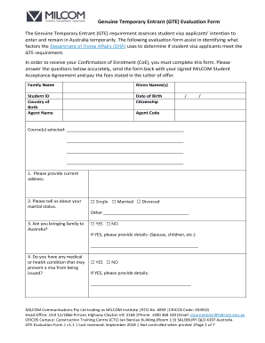 Fillable Online Genuine Temporary Entrant (GTE) Evaluation Form Fax ...