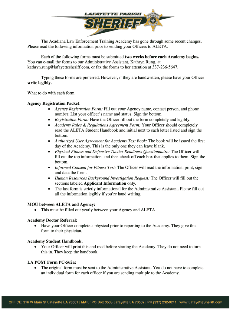 Fillable Online Fillable Online registration form - Lafayette Parish Sheriff's Office Fax ...