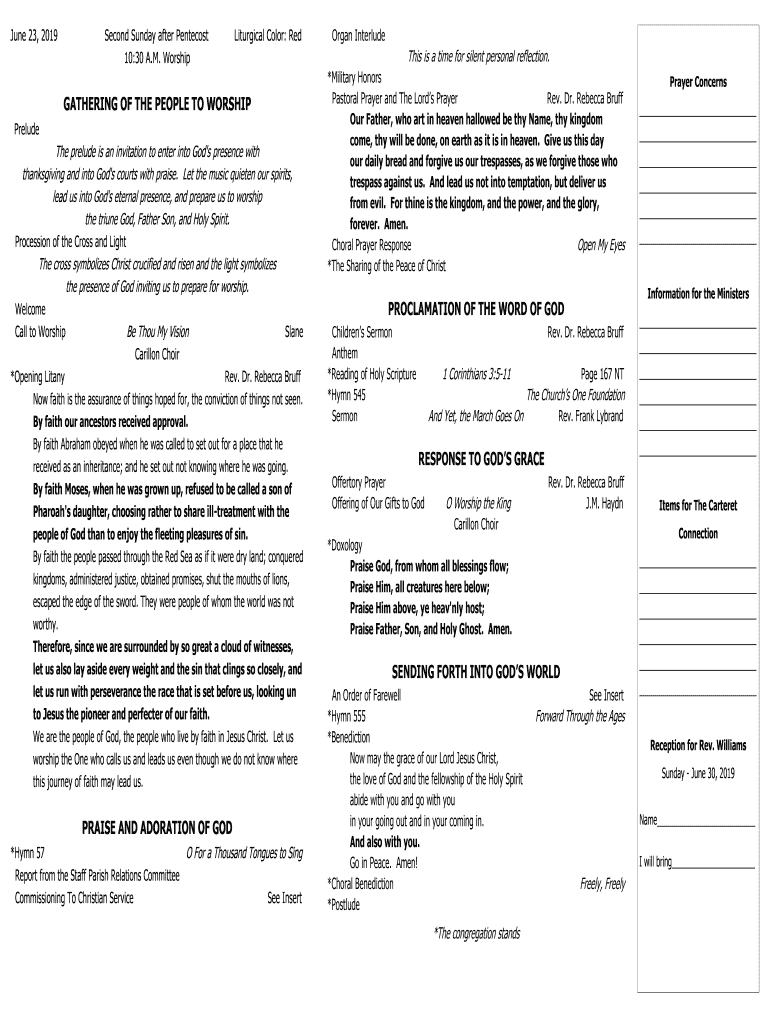 Fillable Online gathering of the people to worship praise and adoration of god ... Fax Email ...