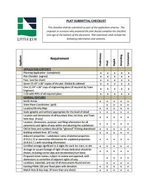 Fillable Online PLAT SUBMITTAL CHECKLIST Requirement - littleelm.org Fax Email Print - pdfFiller