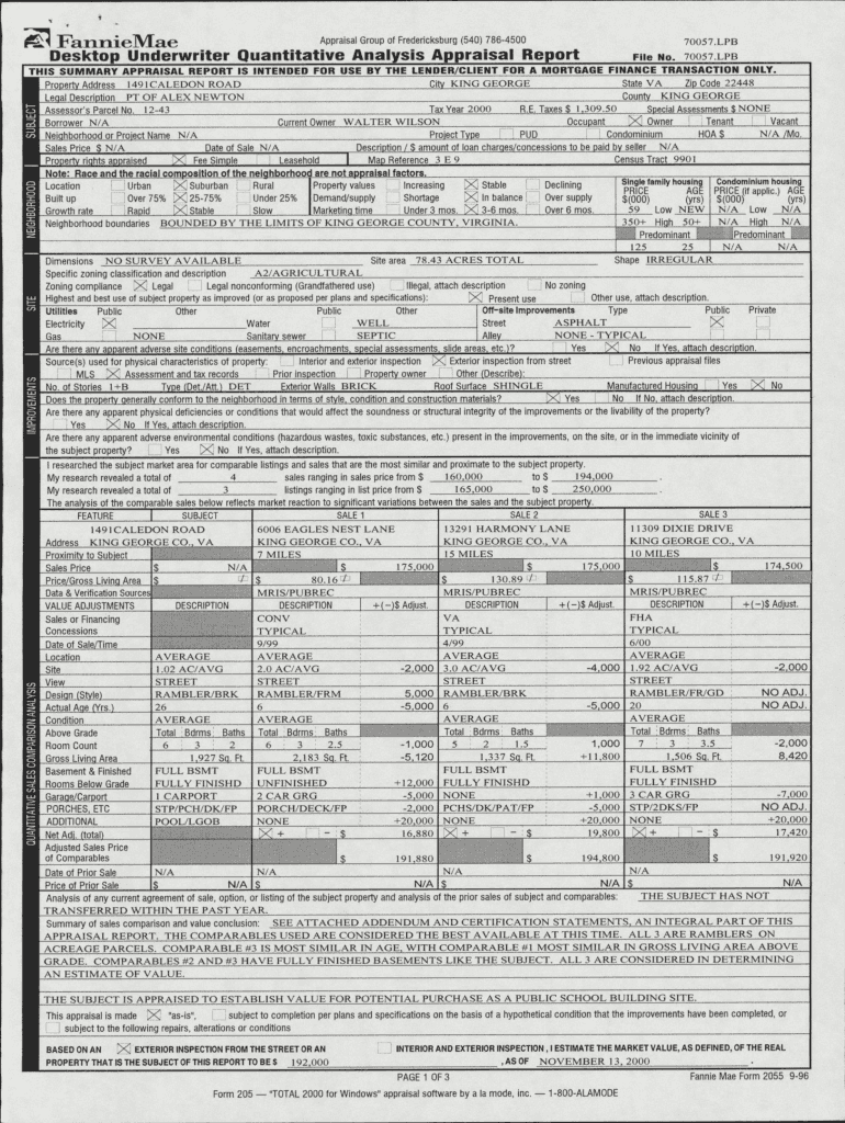 Fillable Online Desktop Underwriter Property Inspection Report ...