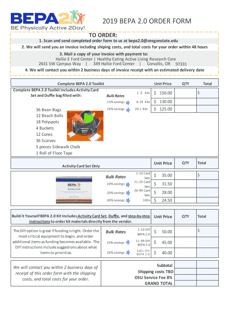 Fillable Online extension oregonstate Updated BEPA 2.0 Order Form ...