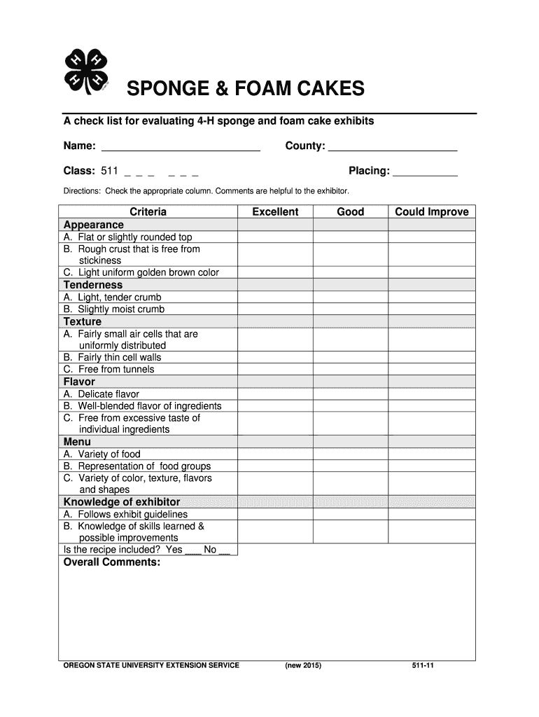 Fillable Online extension oregonstate 2015 Sponge and Foam Cakes ...