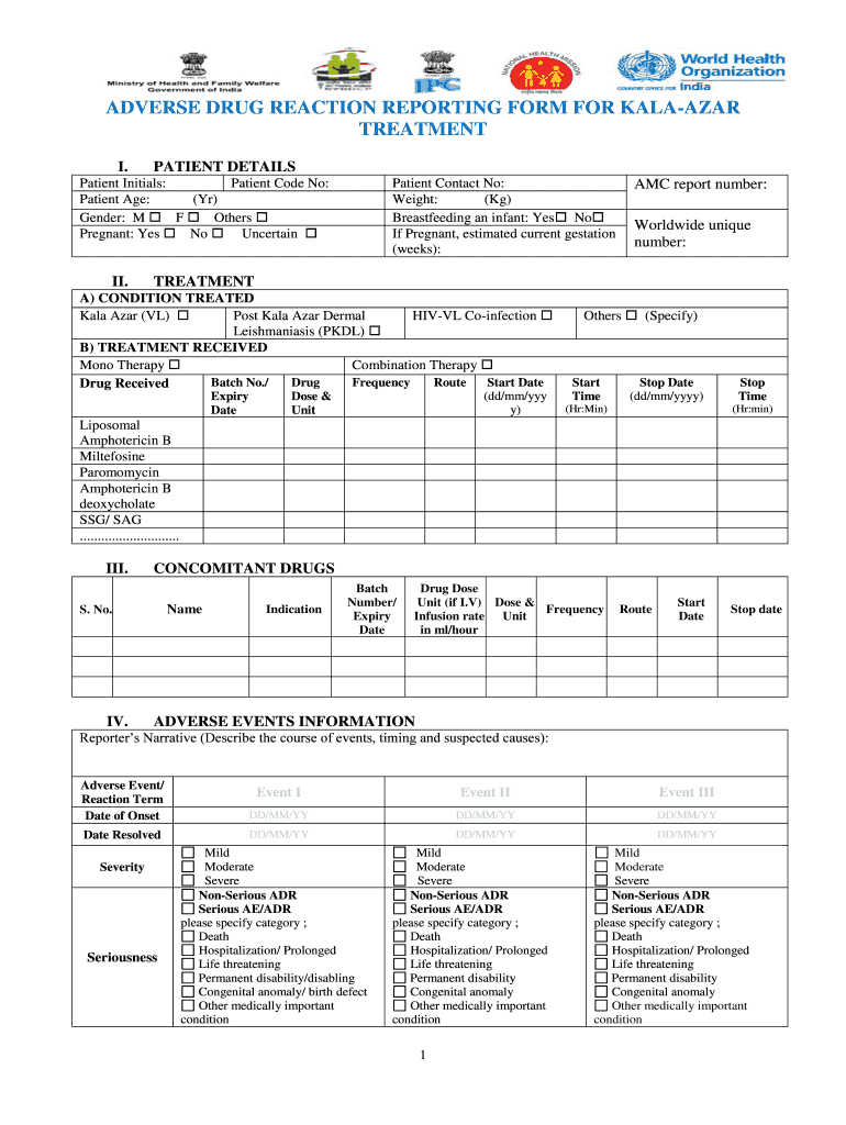 Adverse Drug Reaction Form - Fill Online, Printable, Fillable, Blank ...