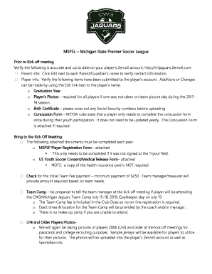 Fillable Online Fillable Online MSPSL Michigan State Premier Soccer ...