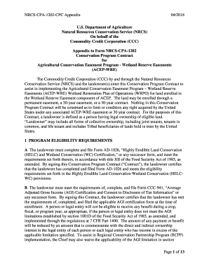 Fillable Online NRCS-CPA-1202 Conservation Program Contract Fax Email ...