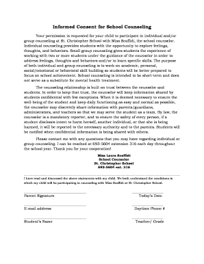 Fillable Online Informed Consent for School Counseling Fax Email Print ...
