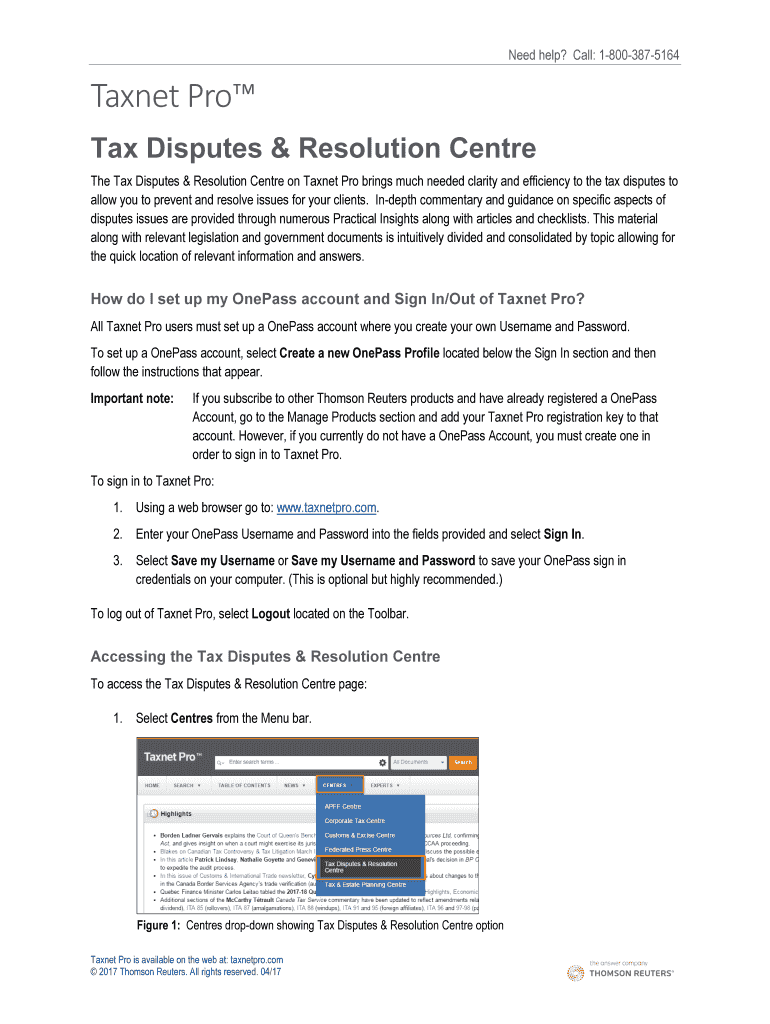 Fillable Online Taxnet Pro - Tax Disputes & Resolution Centre - Quick ...