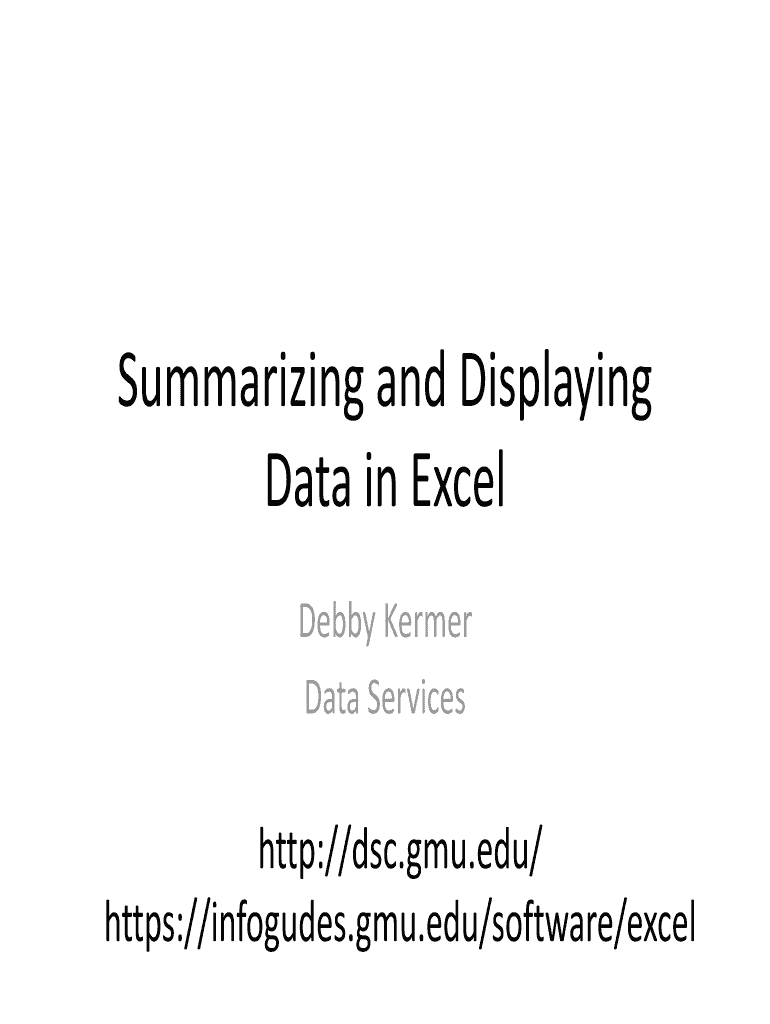 Fillable Online Summarizing and Displaying Data in Excel Fax Email ...