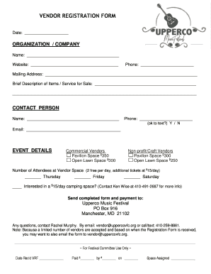 Fillable Online VENDOR REGISTRATION FORM Word Doc Fax Email Print - pdfFiller