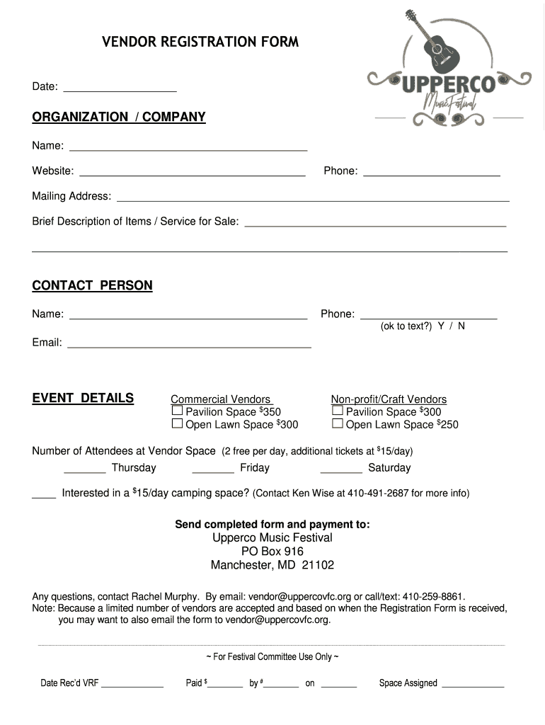 Fillable Online VENDOR REGISTRATION FORM Word Doc Fax Email Print - pdfFiller