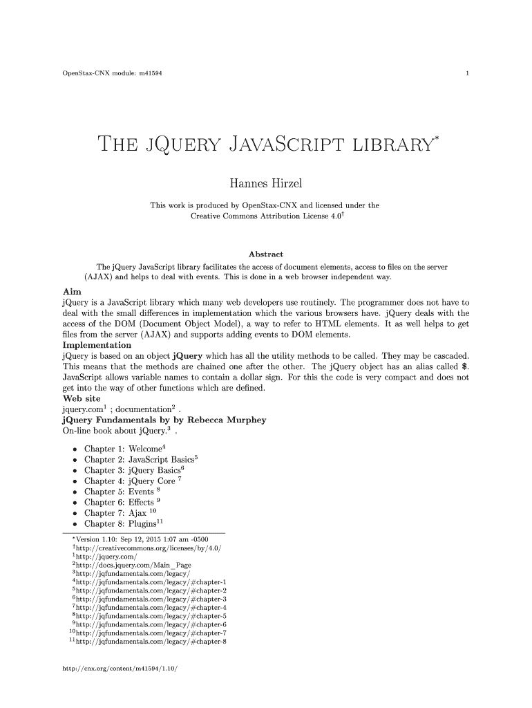 Fillable Online The Jquery Javascript Library Openstax Cnx Fax Email Print Pdffiller