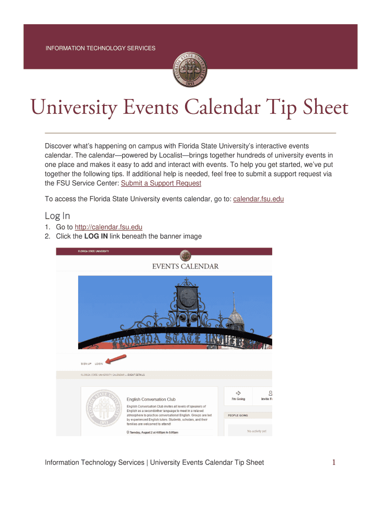 Fillable Online its fsu Events Calendar - Florida State University ...