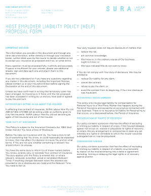 Fillable Online HOST EMPLOYER LIABILITY POLICY (HELP) PROPOSAL FORM Fax ...