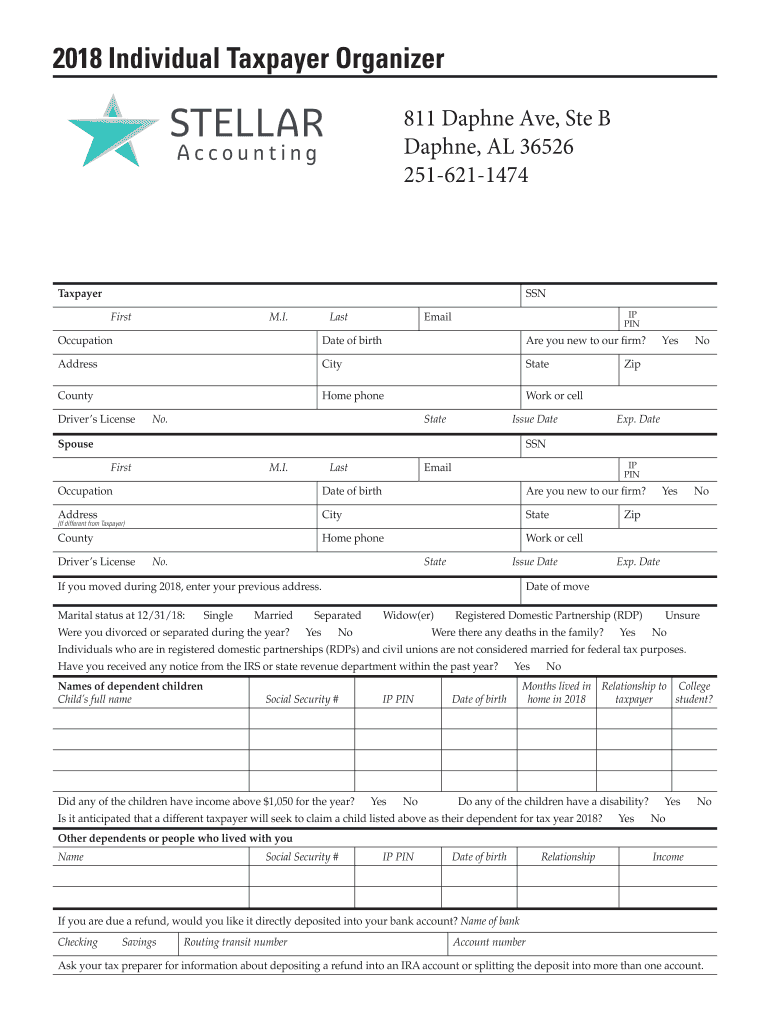 Fillable Online Tax Organizer / Questionnaire Fax Email Print - pdfFiller