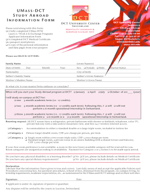 Fillable Online DCT-UMass Study Abroad Info Form Fax Email Print ...