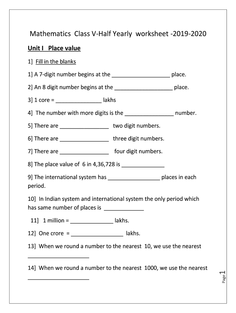 Fillable Online fill in the blanks math Fax Email Print - pdfFiller