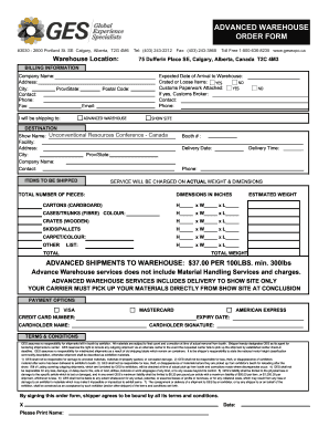 Fillable Online GES Shipping Order Form Fax Email Print - pdfFiller