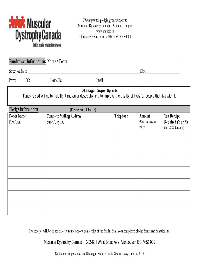 Fillable Online Thank you to all the amazing... - Muscular Dystrophy ...