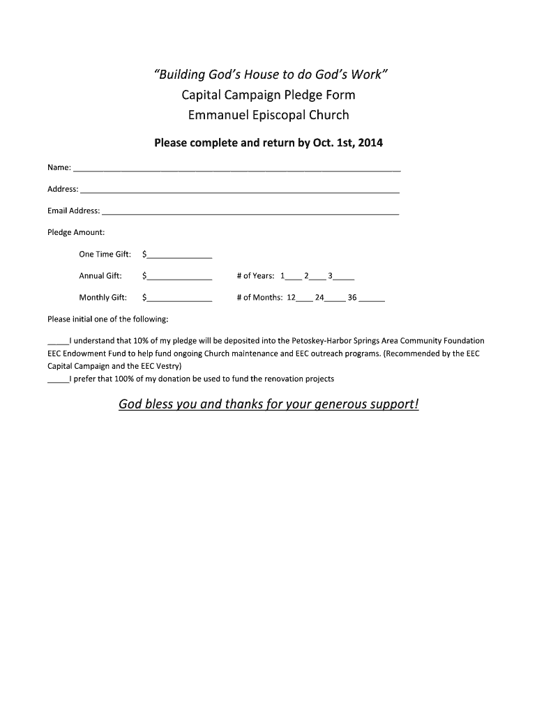 Fillable Online Online Capital Campaign Pledge Form Fax Email Print ...