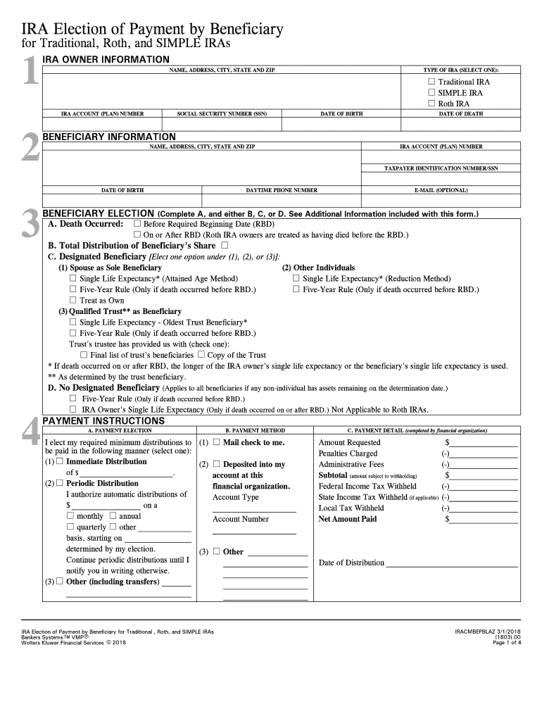 Fillable Online IRA Distribution Form for Traditional, Roth and SIMPLE ...
