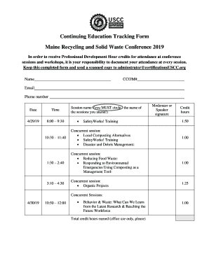 Fillable Online Continuing Education Tracking Form Maine Recycling and ...