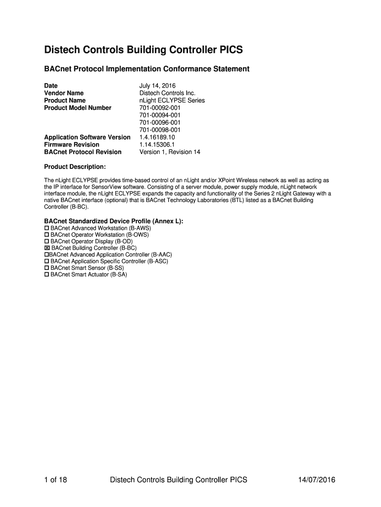 Fillable Online ECLYPSE Connected VAV Controller - Distech Controls Fax ...