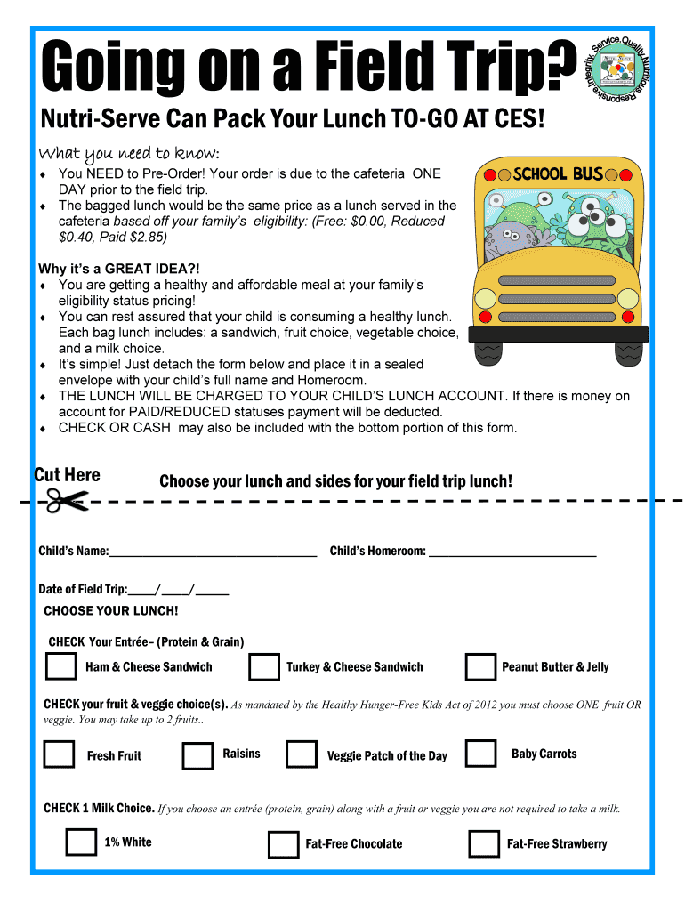 Fillable Online Elementary Bag Lunch Form - Delsea Regional School ...