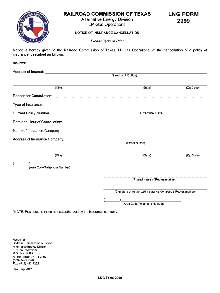 Fillable Online LNG FORM 2999 - Railroad Commission of Texas Fax Email ...