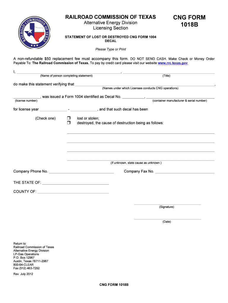 Fillable Online CNG FORM 1501 - Railroad Commission of Texas - Texas ...