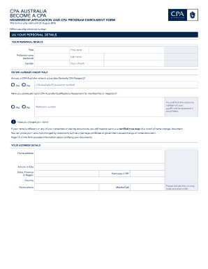 Fillable Online BECOME A CPA MEMBERSHIP APPLICATION AND CPA PROGRAM ...