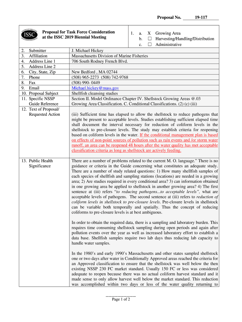 Fillable Online Proposal No. 19-115 Proposal for Task Force ...