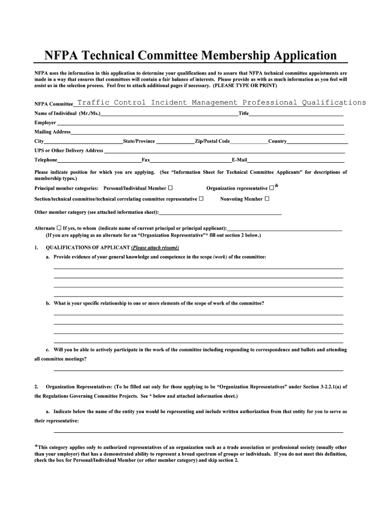 Fillable Online NFPA Technical Committees Fax Email Print - pdfFiller