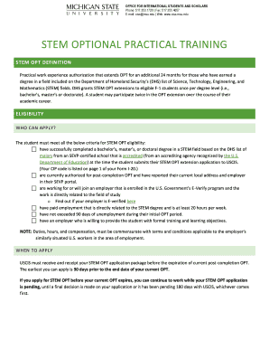 Fillable Online oiss isp msu STEM OPTIONAL PRACTICAL 17HSa TRAINING (OPT) - PDF Fax Email Print ...
