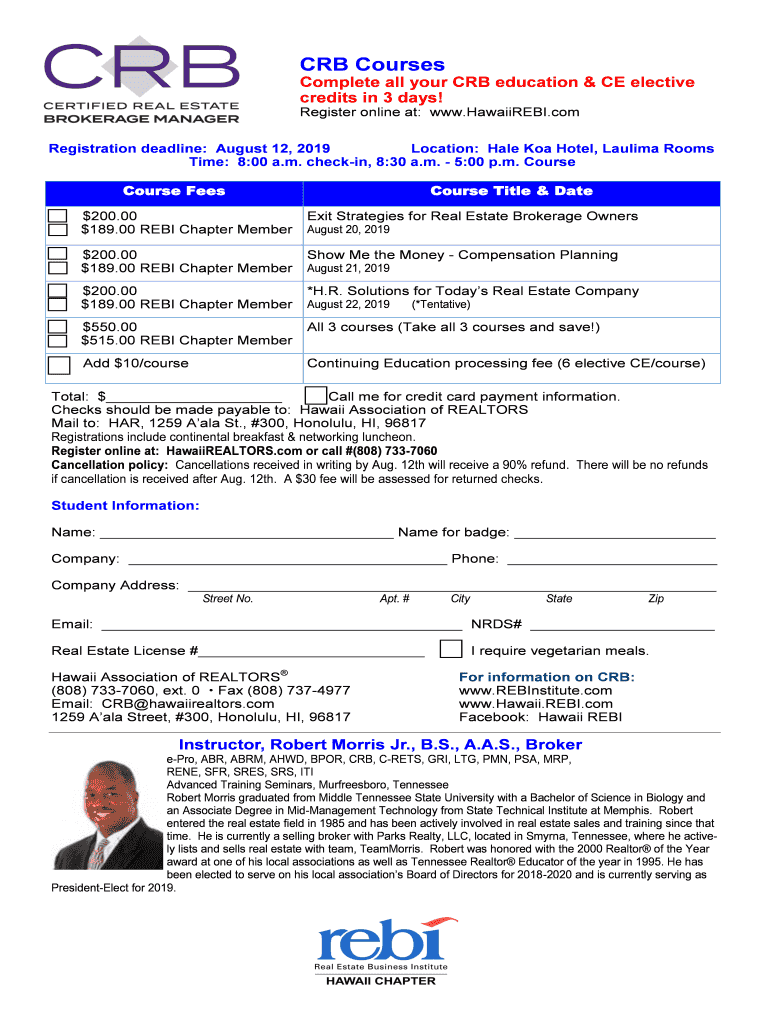 Fillable Online The Certified Real Estate Brokerage Manager (CRB ...