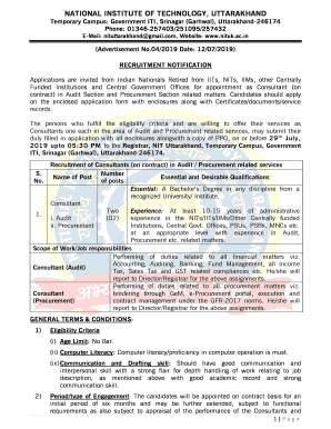 Fillable Online nituk ac NATIONAL INSTITUTE OF TECHNOLOGY, UTTARAKHAND ...
